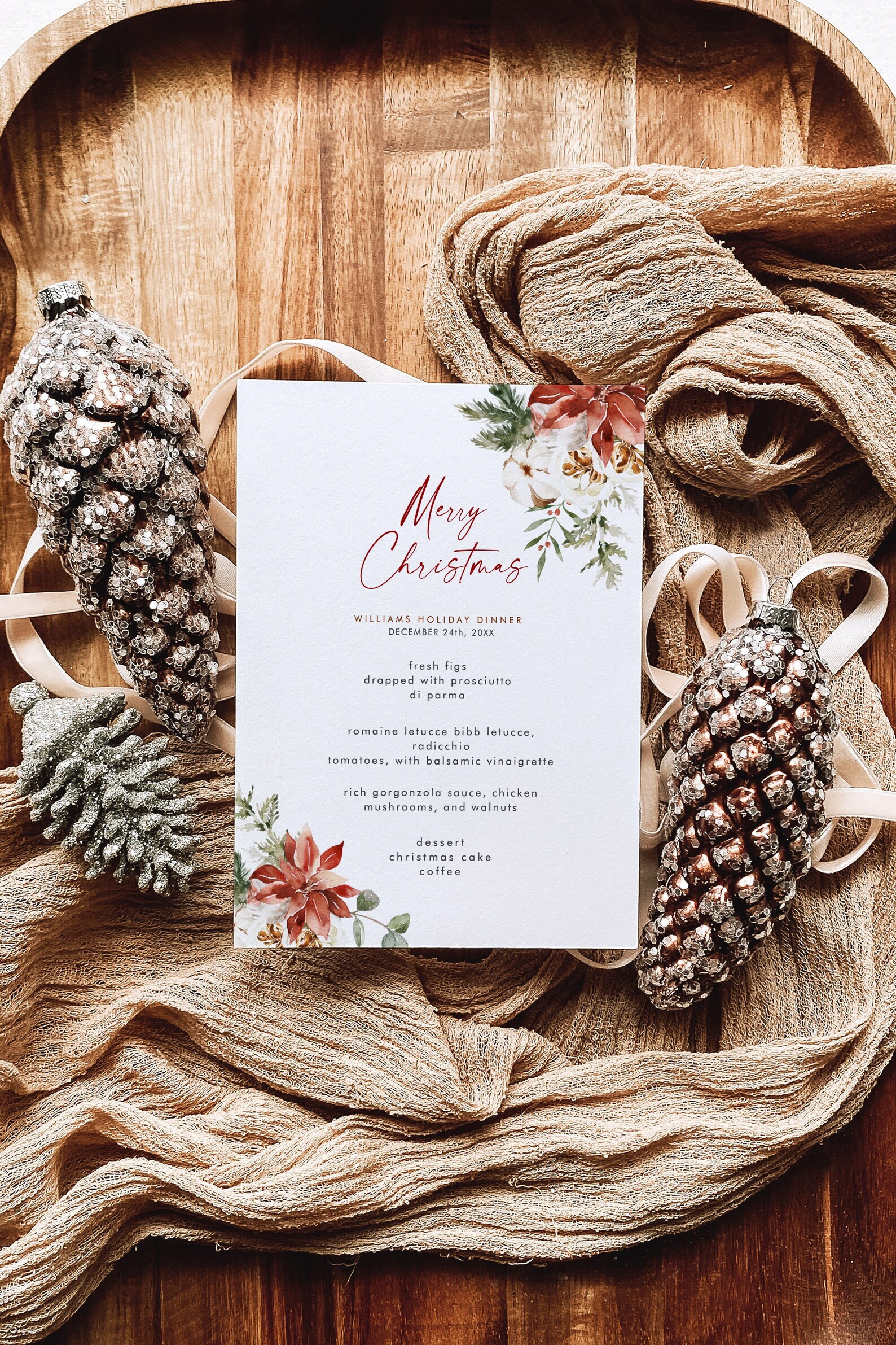 Editable Christmas Dinner Menu Template Winter Holiday Menu - Etsy