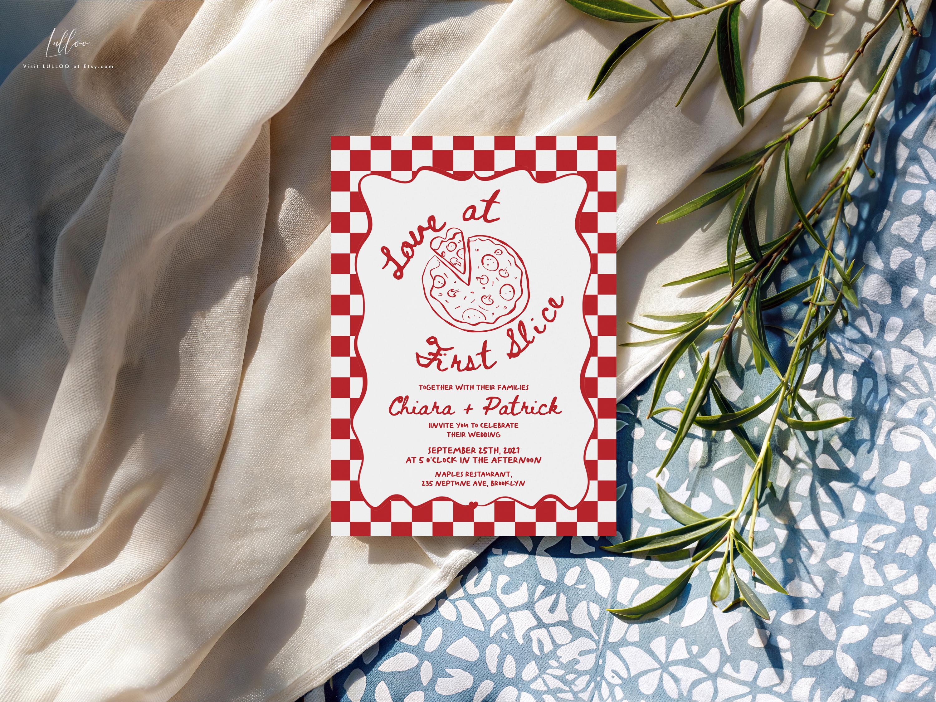 Love at First Slice Wedding Invitation: Italian Pizza & Valentines ...