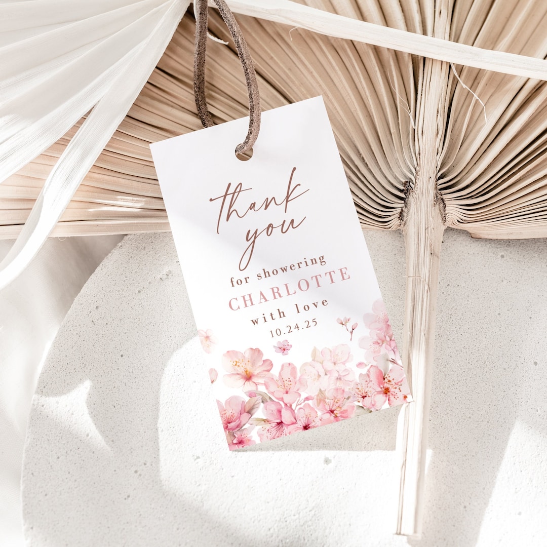 Cherry Blossom Bridal Shower Favor Tags Template, Sakura Love in Bloom ...