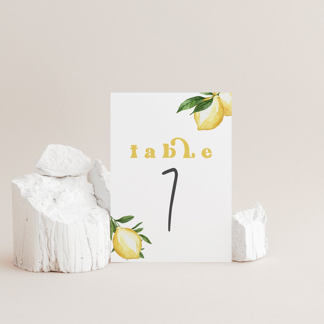 Lemon Table Number Template, Italy Wedding Table Number, Amalfi Table ...