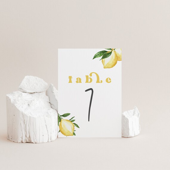 Lemon Table Number Template Italy Wedding Table Number - Etsy