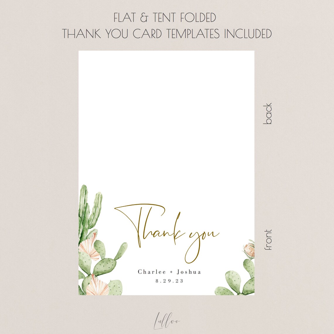 Fiesta Thank You Card Template Cactus Thank You Note Boho - Etsy
