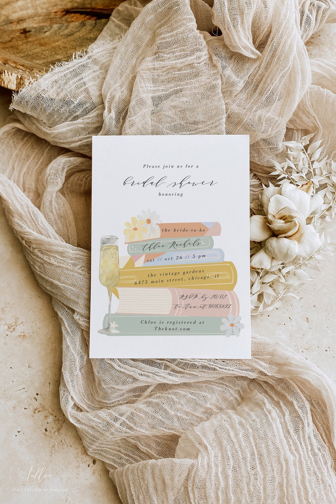 Storybook Bridal Shower Invitation, Book Themed Library Bridal Shower ...