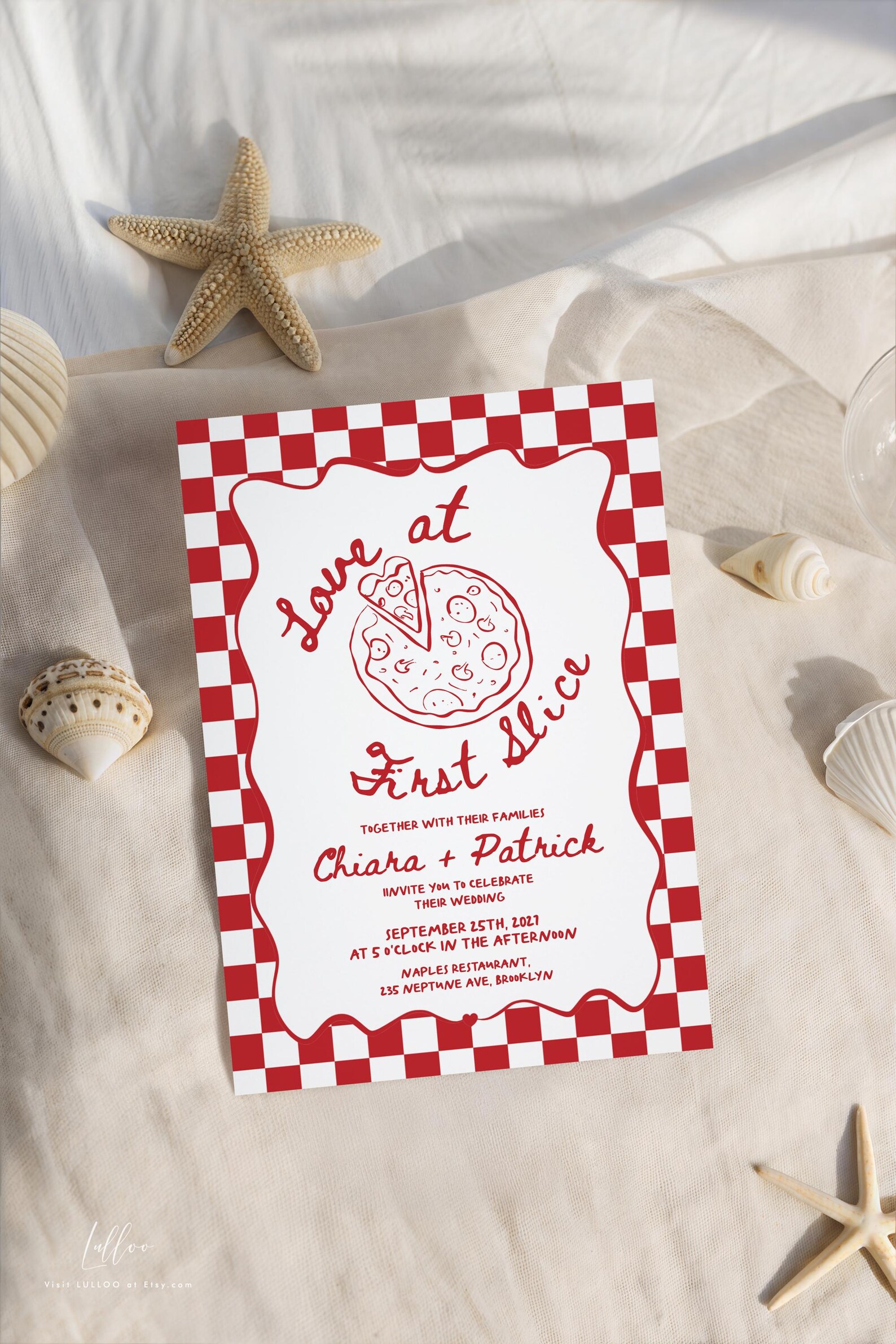 Love at First Slice Wedding Invitation: Italian Pizza & Valentines ...