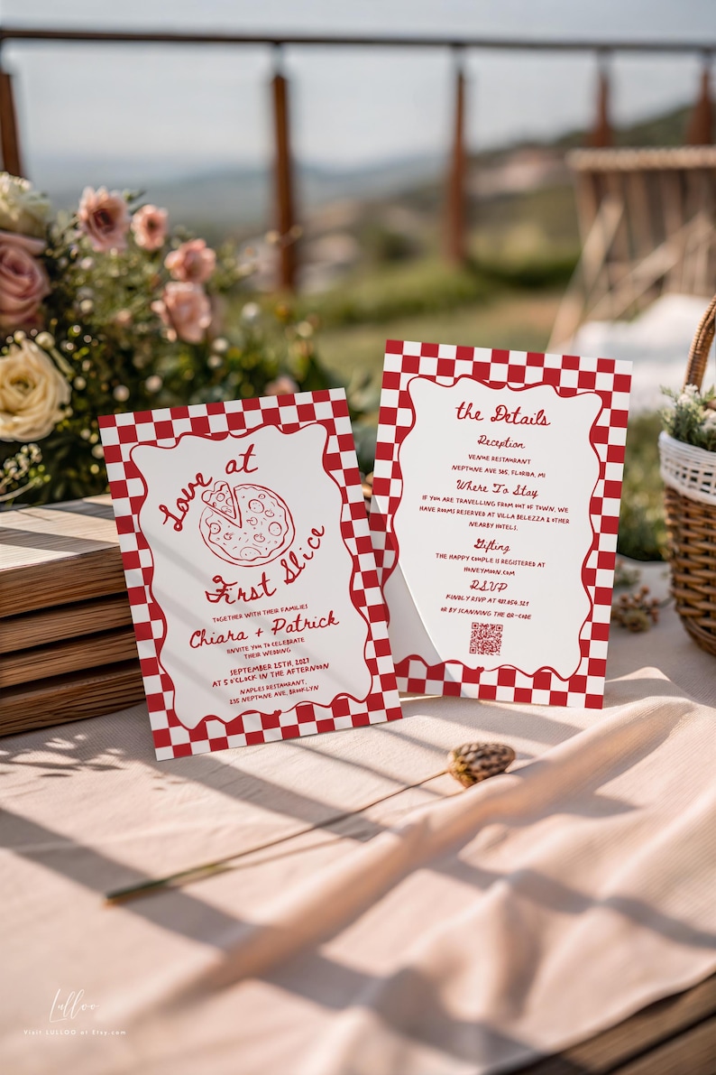 Love at First Slice Wedding Invitation: Italian Pizza & Valentines ...