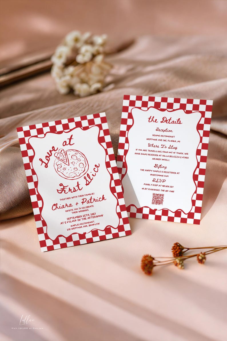 Love at First Slice Wedding Invitation: Italian Pizza & Valentines ...