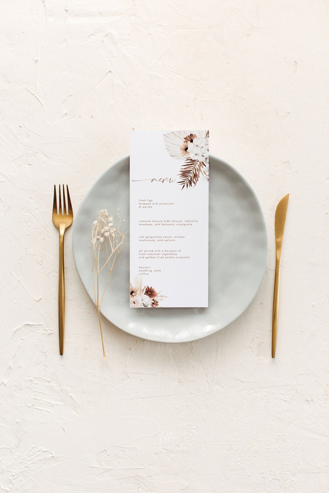 Boho Rust Menu Template, Terracotta Wedding Menu Printable, Pampas ...