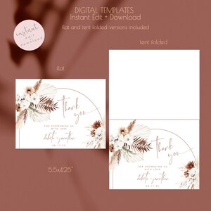 Pampas Grass Thank You Card Boho Arch Rust Thank You Card - Etsy