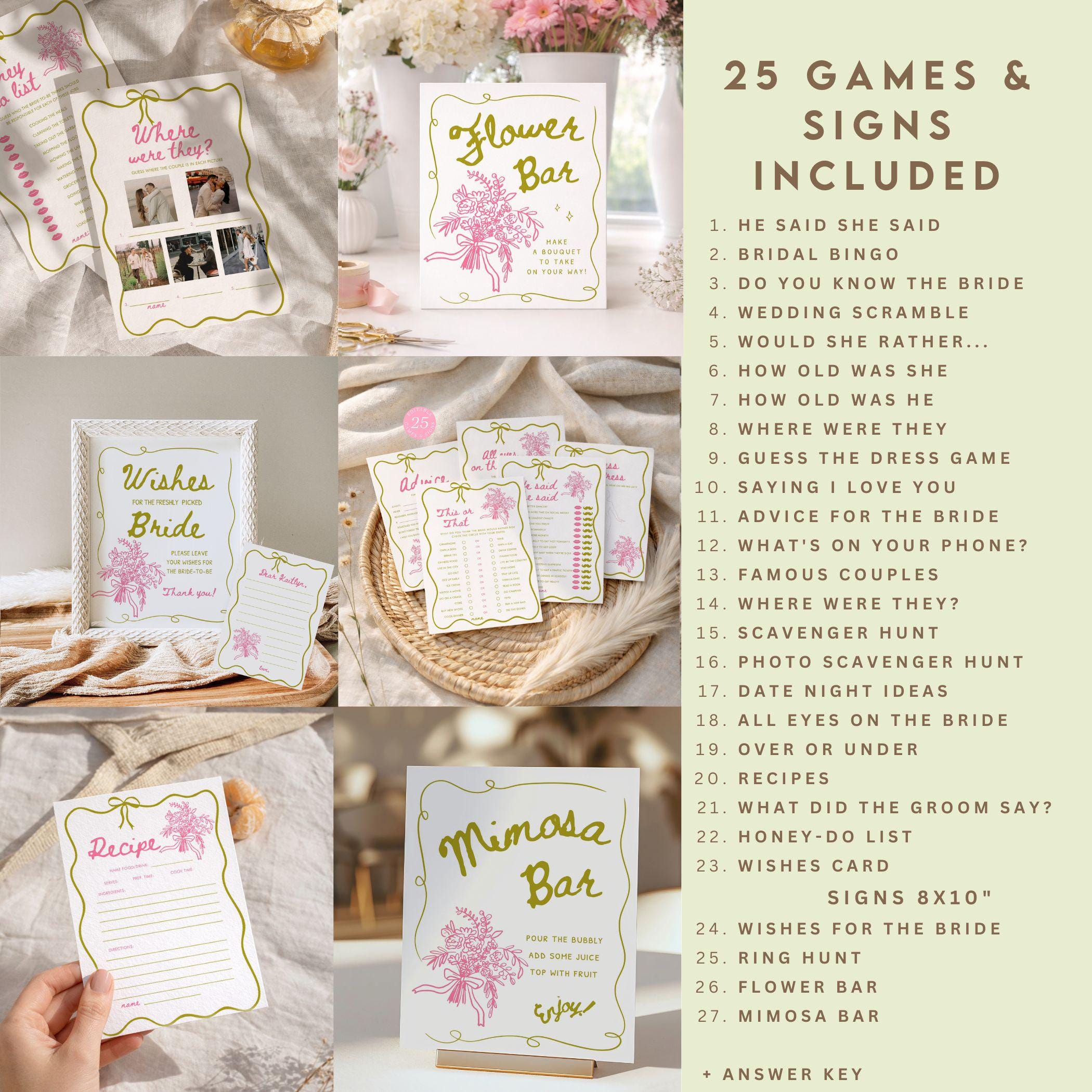 Floral Bridal Shower Games Bundle: Pink Fresh off the Market (editable ...