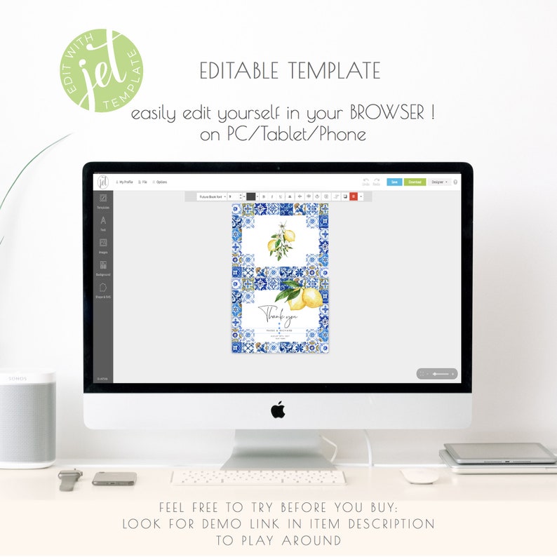 Modèle de carte de remerciement bleu carreaux citron, carte de ...