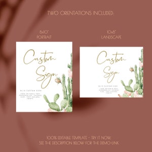 Fiesta Custom Table Sign Editable, Cactus Poster Sign, Boho Desert ...