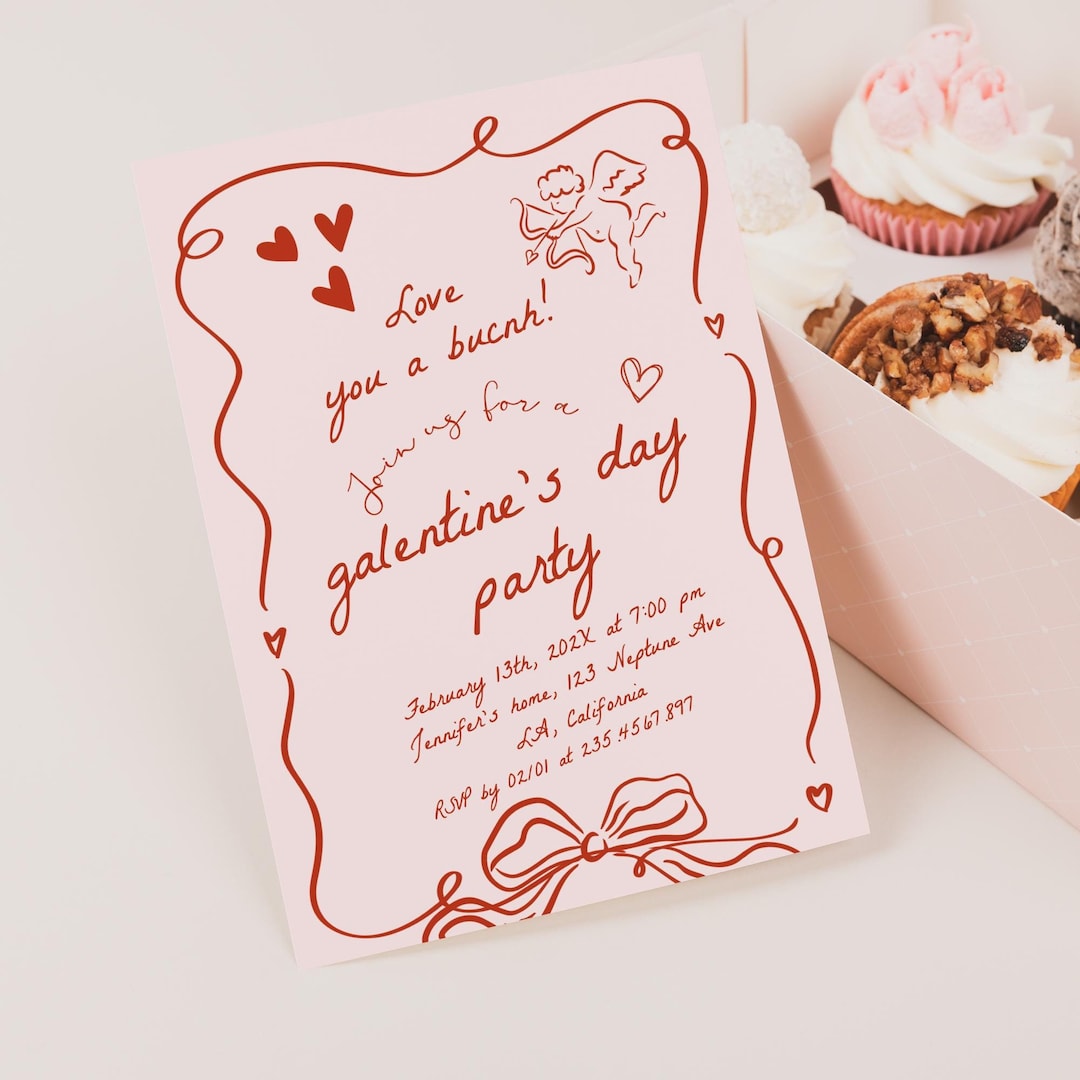Scribble Galentine's Day Party Invitation, Girls Night Out Hand Drawn ...