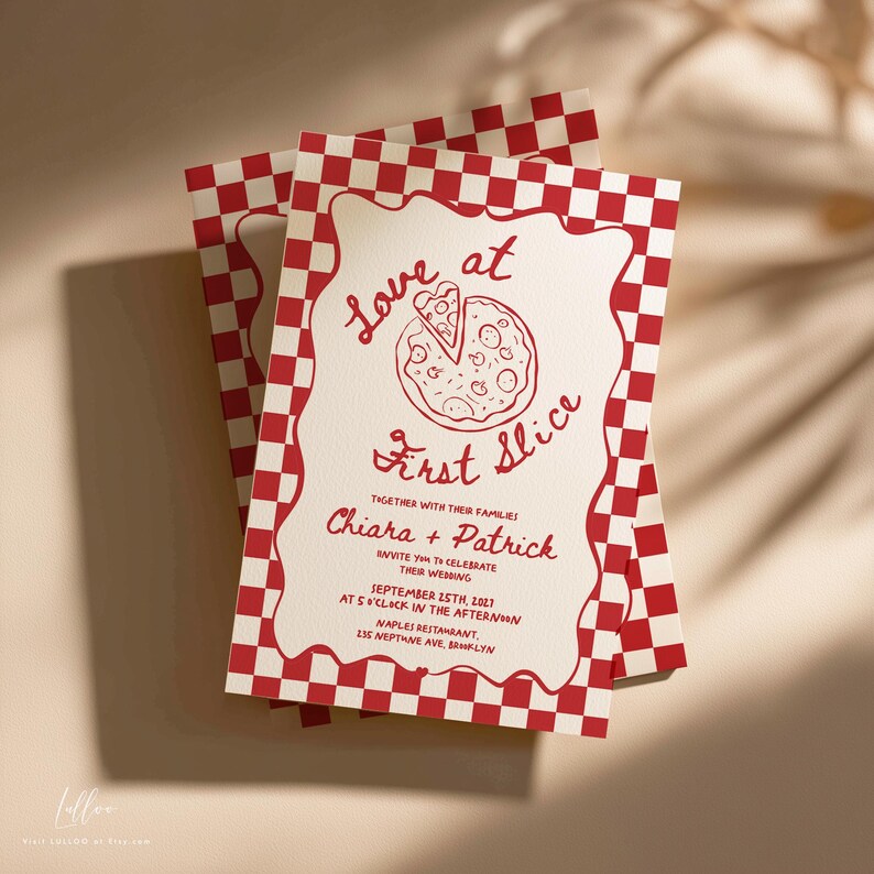 Love at First Slice Wedding Invitation: Italian Pizza & Valentines ...