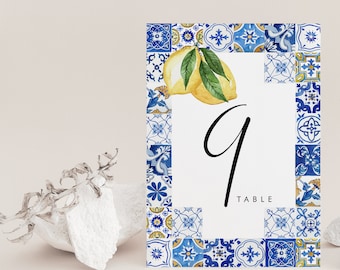 Italian Lemon Table Number Template, Italy Wedding Table Number ...