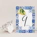 Blue Tiles Lemon Table Number Template: Italy Wedding Reception Decor ...