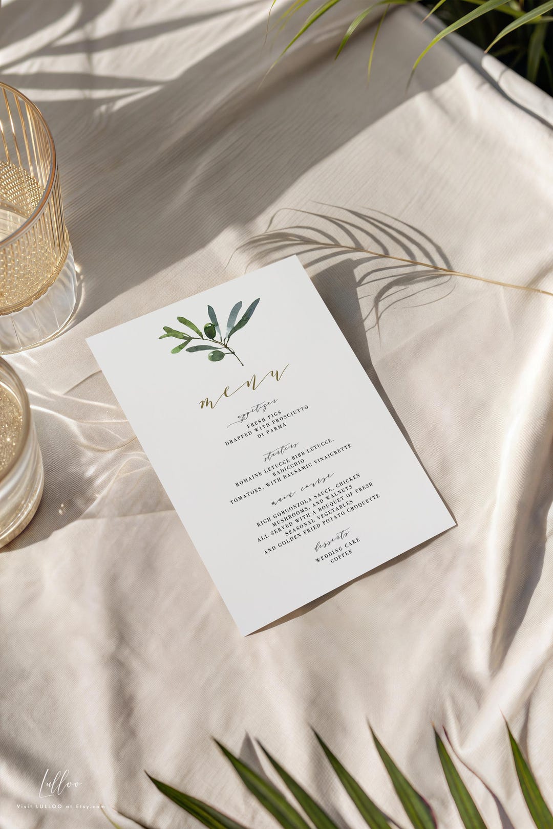 Editable Olive Branch Menu Template: Italy Food Bar, Mediterranean ...