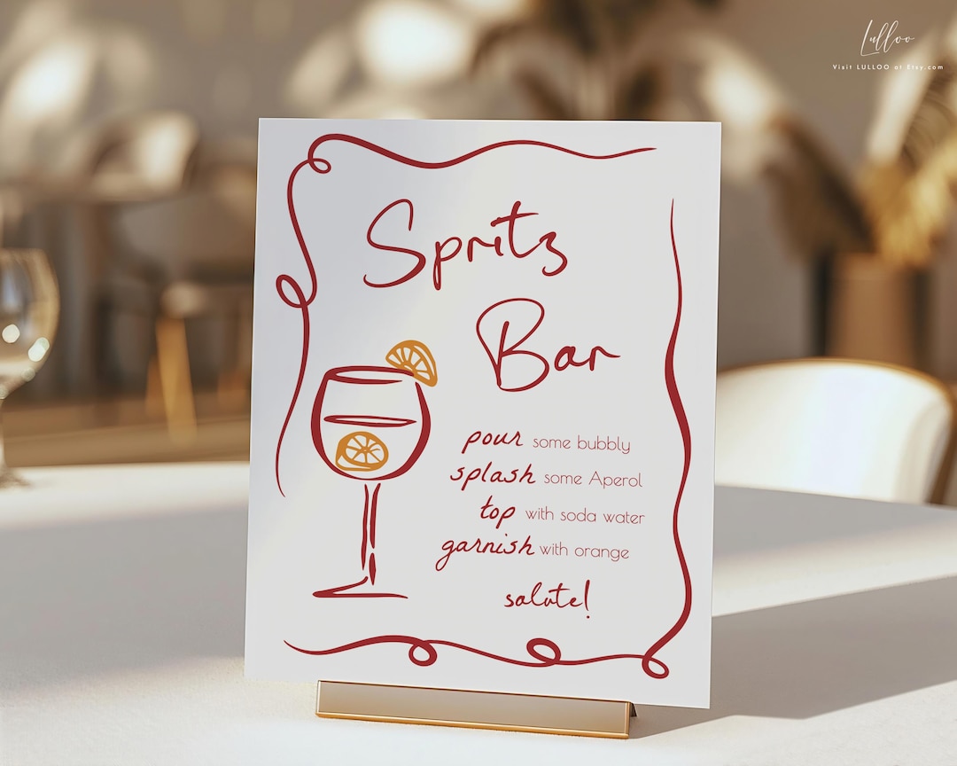 Aperol Spritz Bar Sign Hand Drawn Editable, Italian Signature Cocktail ...
