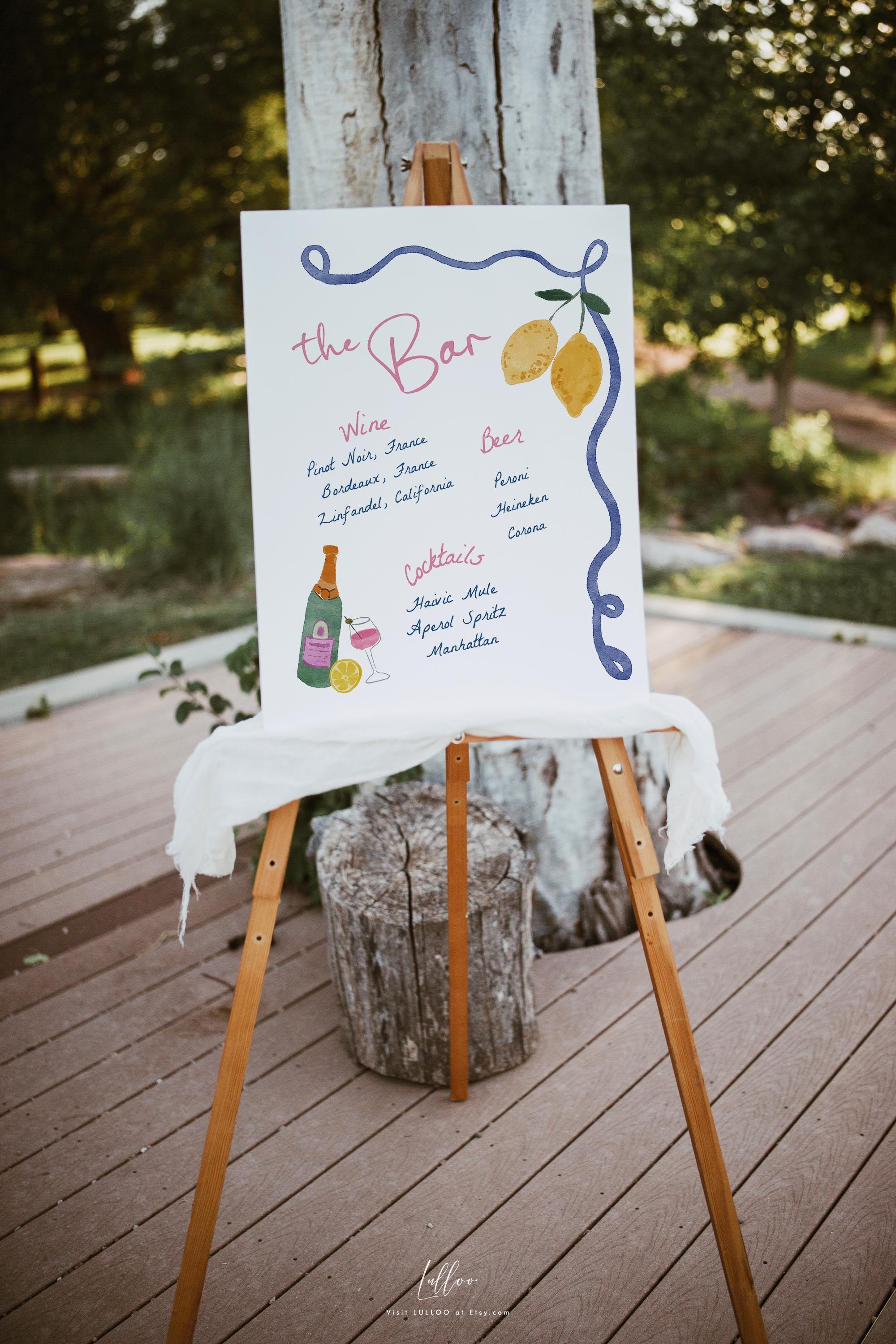 Italian Bar Menu Template: Hand-drawn Lemons, Drinks, Cocktails ...