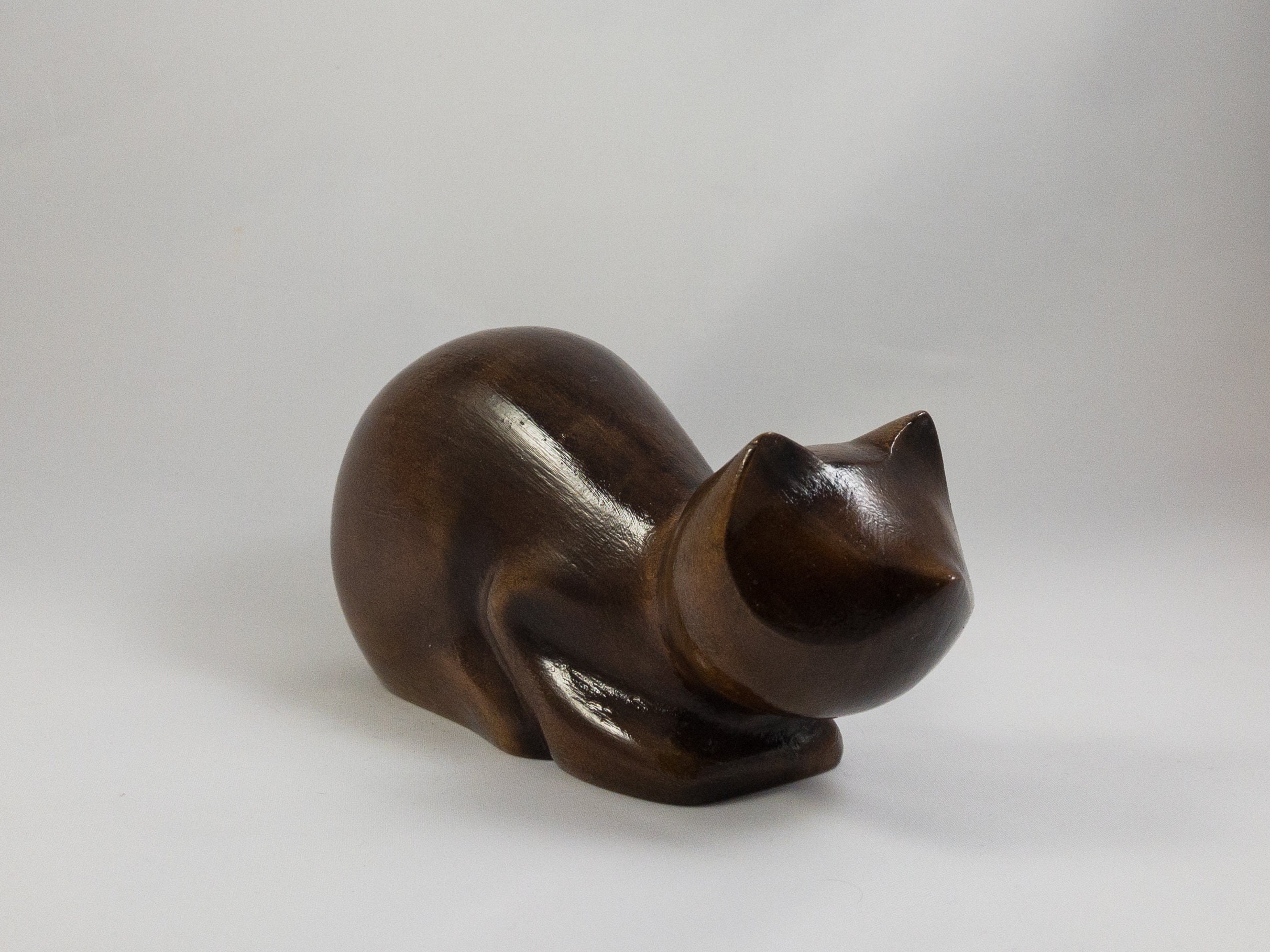 Handcrafted Carved Wooden Cat Figurine - Etsy