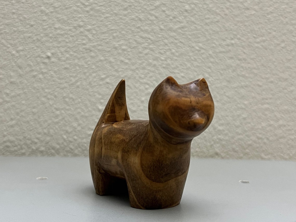 Handcrafted Carved Wooden Munchkin Cat Figurine - Etsy