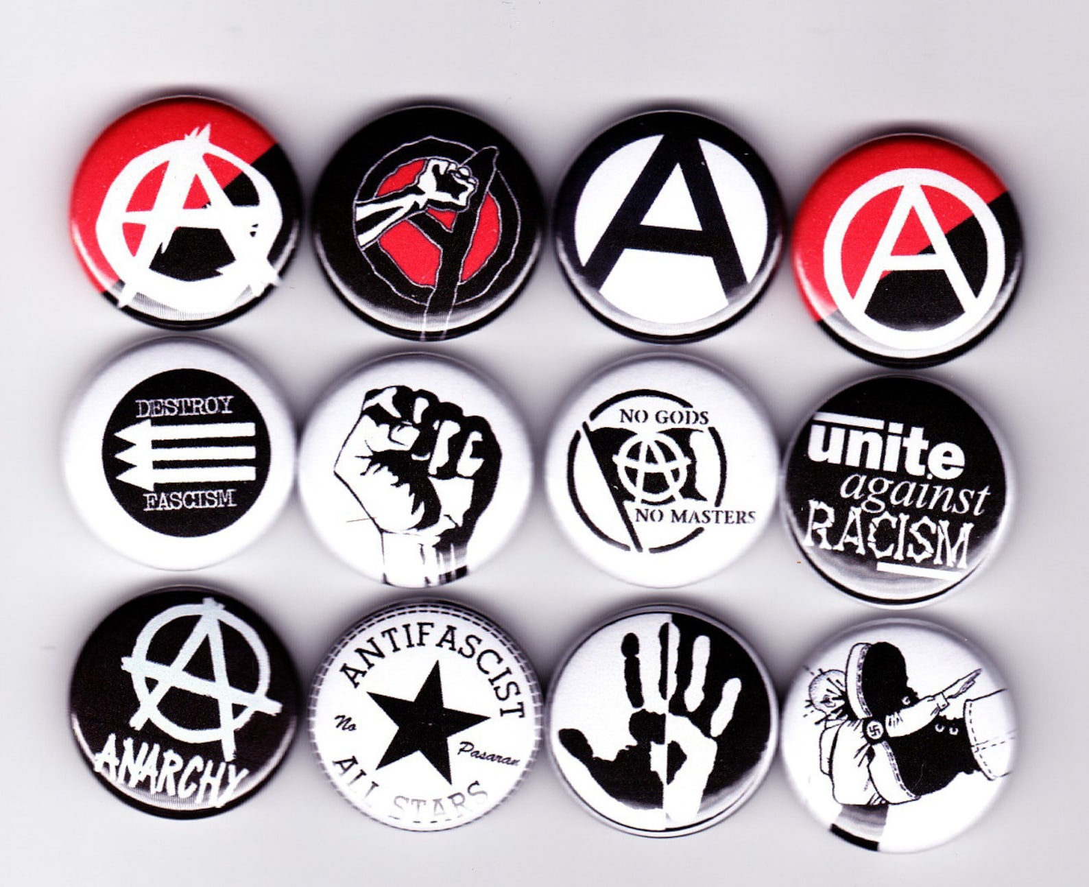 12 ANARCHIST Badges Anarchy Anti-fascist Anarchism | Etsy