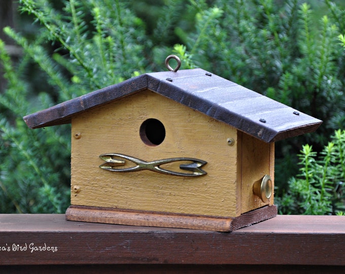 Yellow Rustic Hanging Birdhouse the Ranch Outdoor Birdhouse, Wooden ...