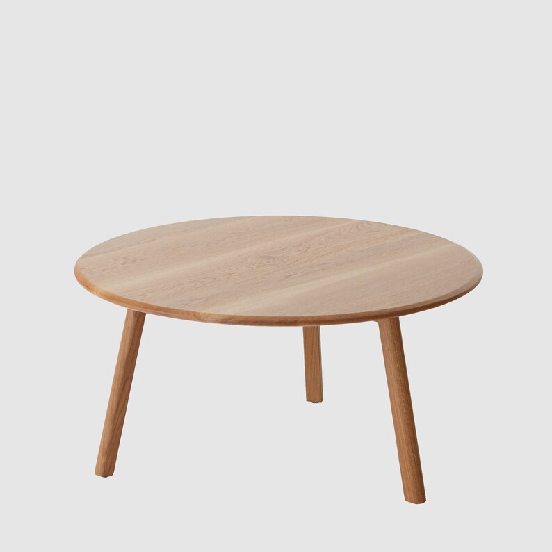 Solid Oak Round Coffee Table Soft Edge Modern Design Brooke by Bff - Etsy