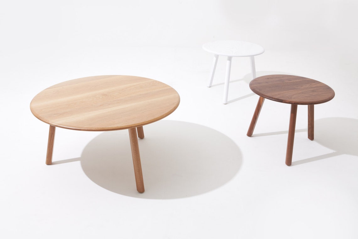 Solid Oak Round Coffee Table Soft Edge Modern Design Brooke by Bff - Etsy