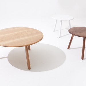Solid Oak Round Coffee Table Soft Edge Modern Design Brooke by Bff - Etsy