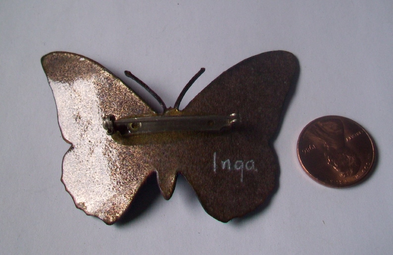 Enamel on Copper Pin Large Butterfly Shape Pin Blue Enamel - Etsy