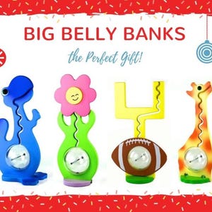 BIG BELLY BANKS- Pink & Green Flower Coin Bank 20" - Free ...