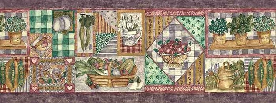 Purple Vegetable Wallpaper Border Food & Floral by Warner - Etsy