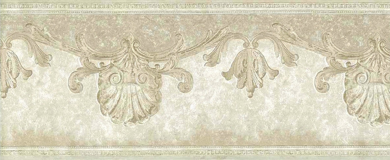 Cream Ivory SHELLS Wallpaper Border Nautical Scrolls Pearlized Textured ...