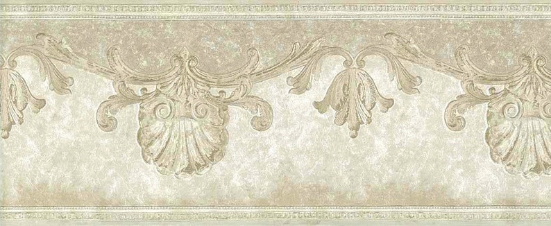 Cream Ivory SHELLS Wallpaper Border Nautical Scrolls Pearlized - Etsy