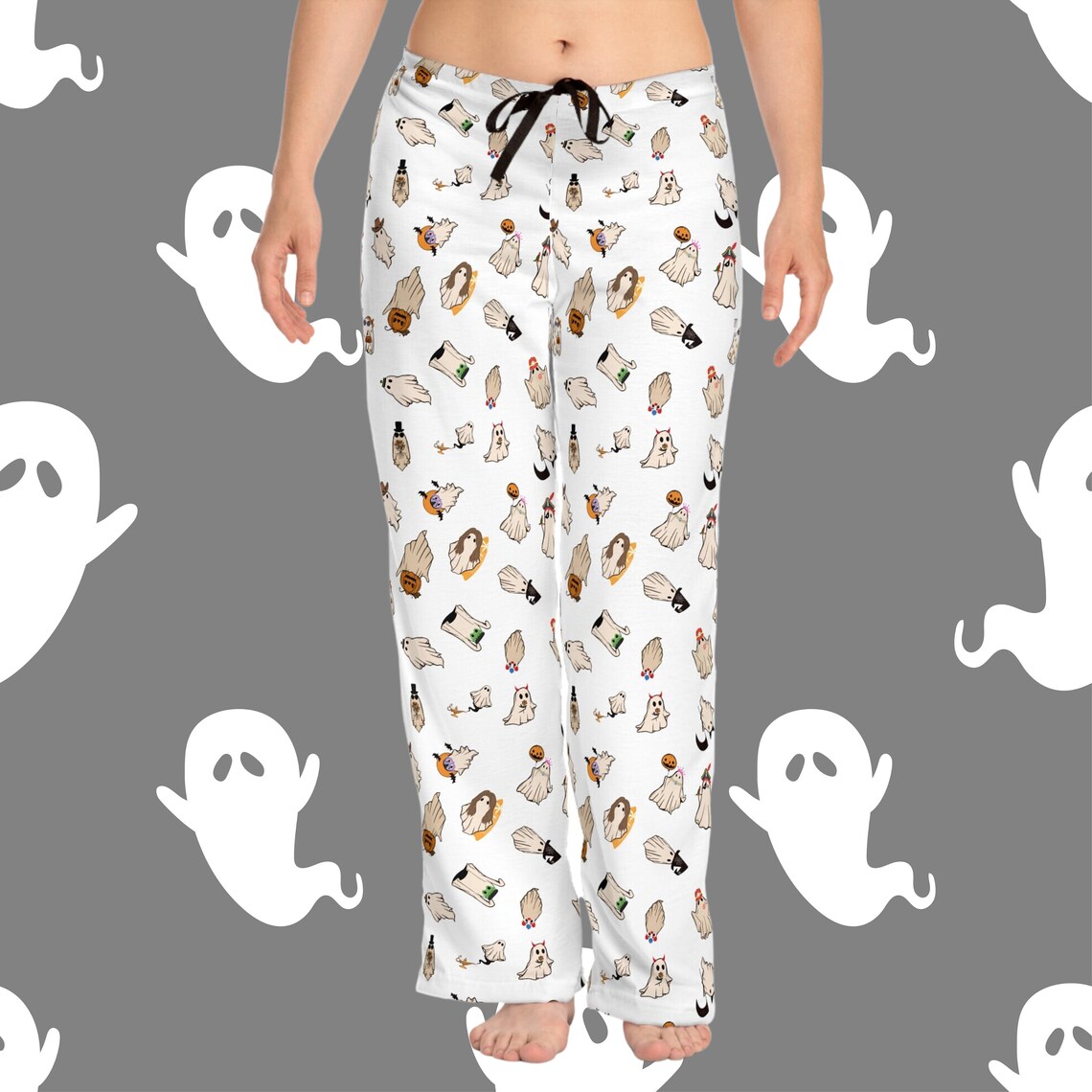 Halloween Ghosts in Costumes Pattern Womens Pajamas, Cowboy Ghost Pjs ...