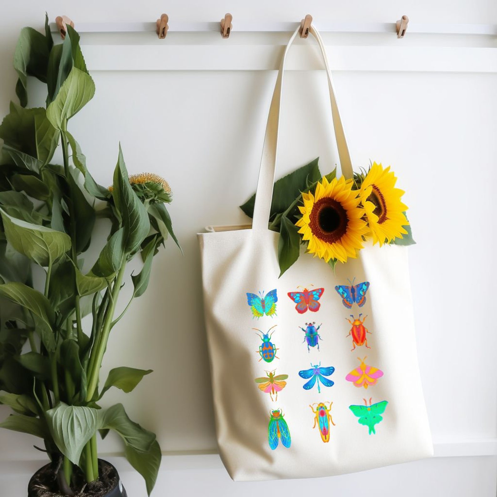 Bug Tote Bag Aesthetic, Summer Bag, Tote Bag, Canvas Bag, Bug Nature ...