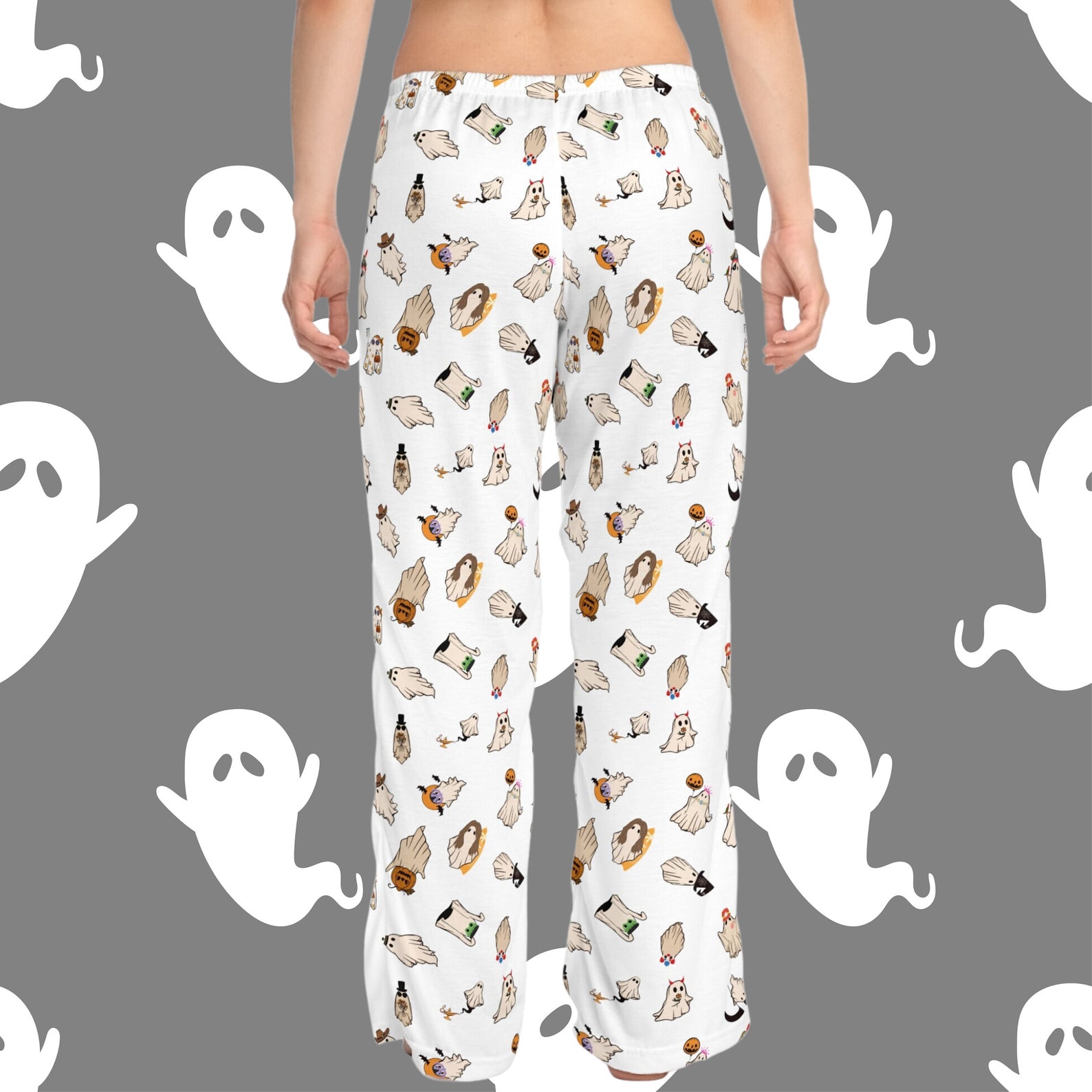 Halloween Ghosts in Costumes Pattern Womens Pajamas, Cowboy Ghost Pjs ...