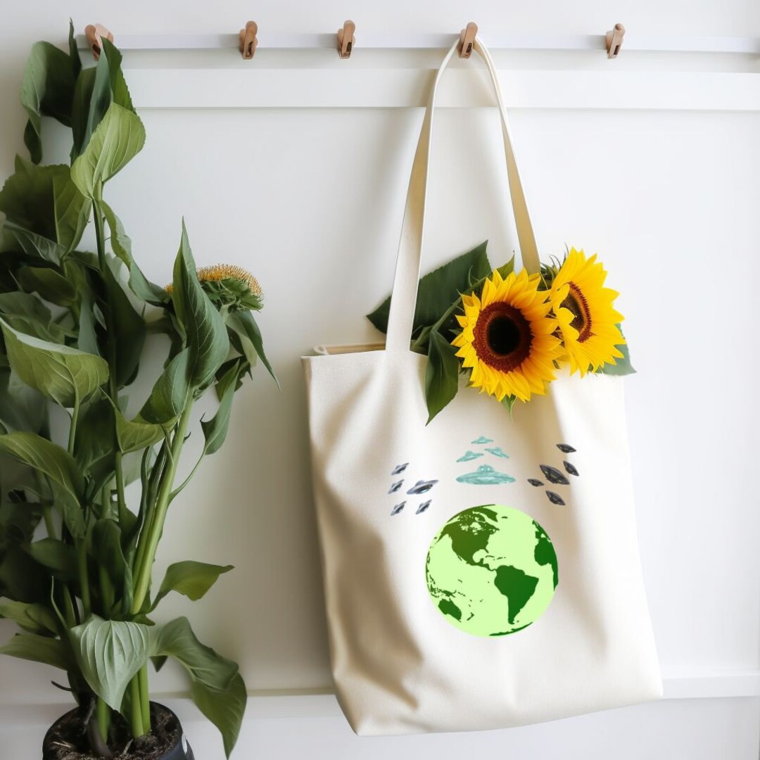 UFO Alien Invasion Tote Bag Aesthetic, Summer Canvas Bag Fashion, Funny ...