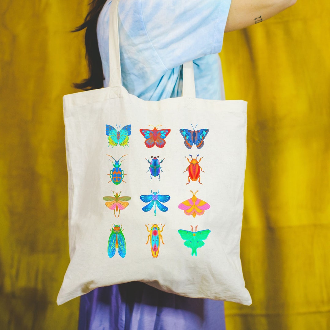 Bug Tote Bag Aesthetic, Summer Bag, Tote Bag, Canvas Bag, Bug Nature ...