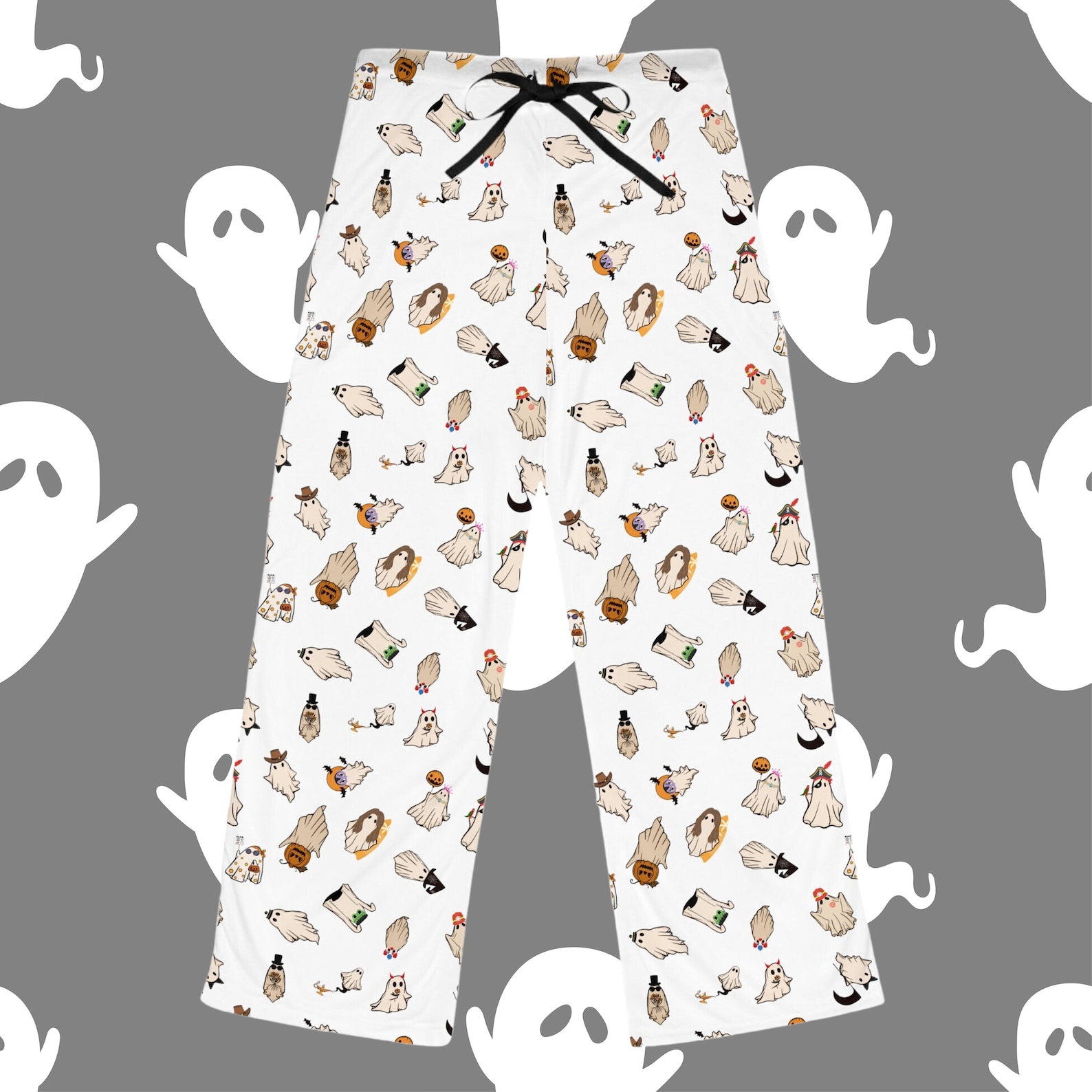 Halloween Ghosts in Costumes Pattern Womens Pajamas, Cowboy Ghost Pjs ...