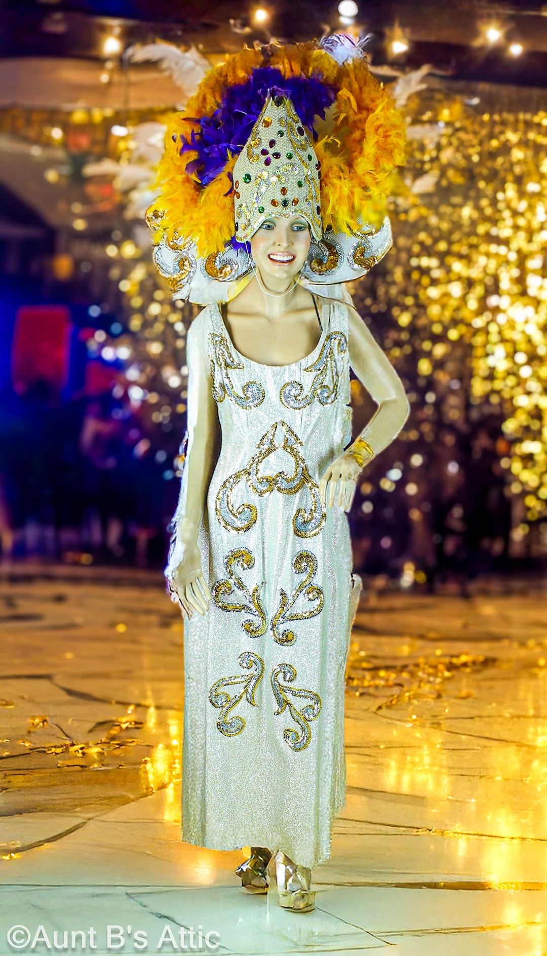 Mardi Gras/carnival/burlesque/showgirl Silver/gold Vintage 60's Dress ...