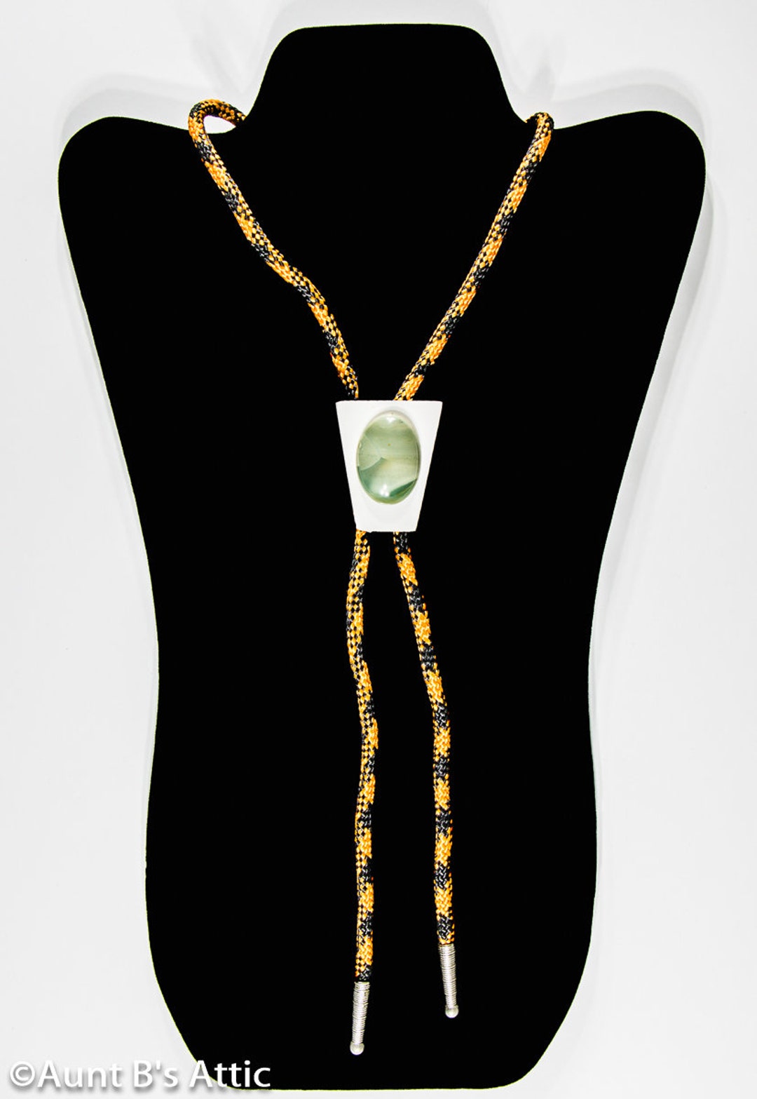 Vintage Mid Century Bolo Tie Modern Look Inverted Trapezoid Stone Base ...