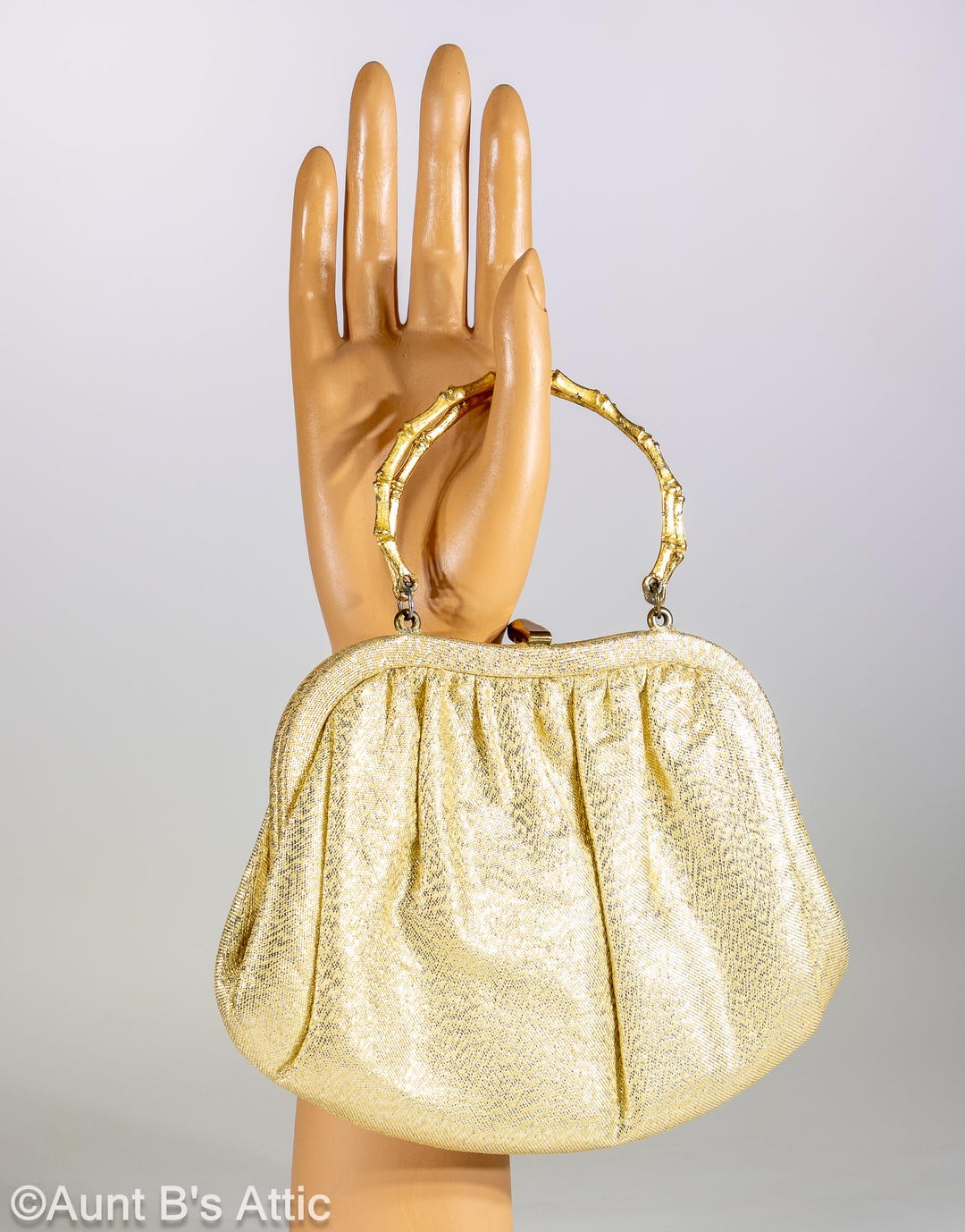 Vintage 50s Gold Lame Evening Bag: After Five Bamboo Handle Purse - Etsy