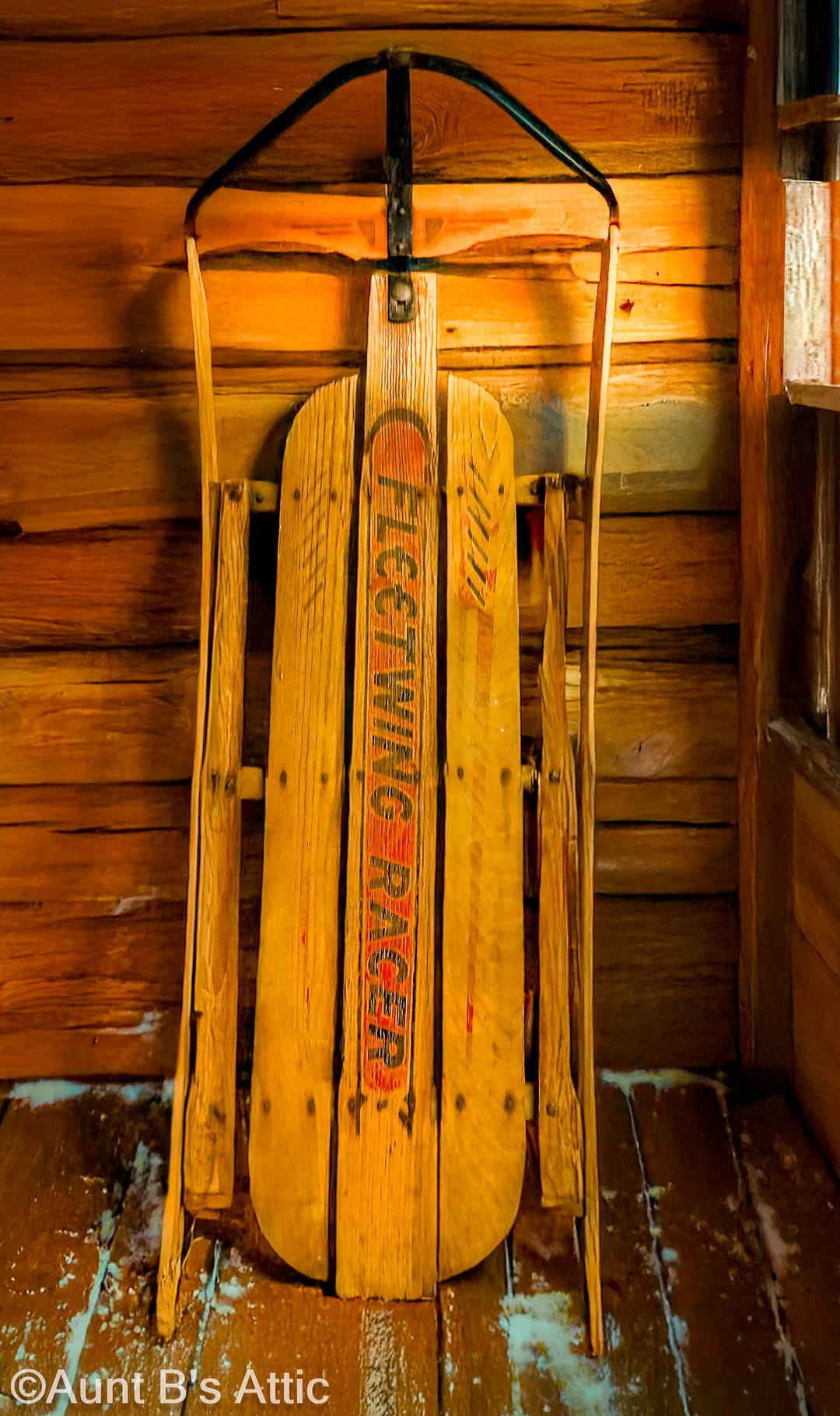 Vintage Fleetwing Racer Sled: 1950s Wood & Steel Snow Sled (45" Long ...
