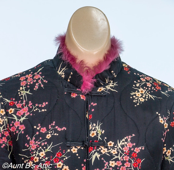 Asian Tang Style Vintage 80's Deluxe Brand Black/Pink… - Gem