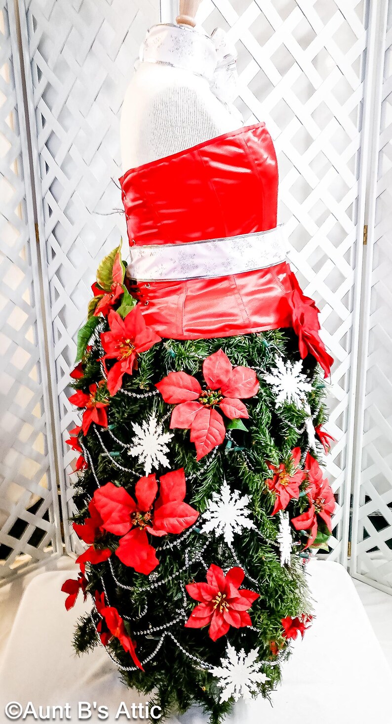 Handmade Lighted Dress Form Christmas Tree: Red Poinsettia & Corset ...