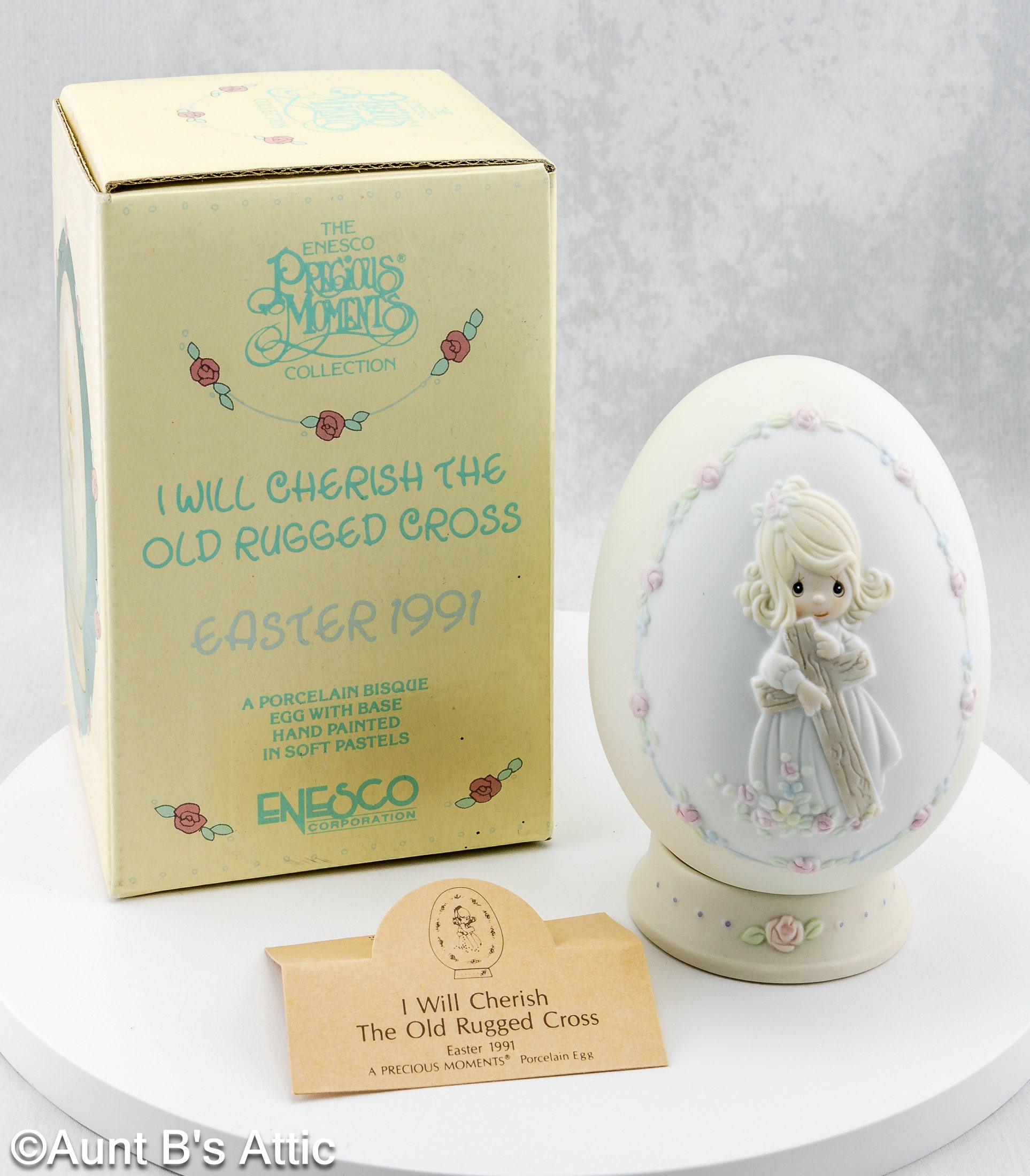 Precious Moments Vintage 1991 Porcelain Bisque Easter Egg With Box i ...