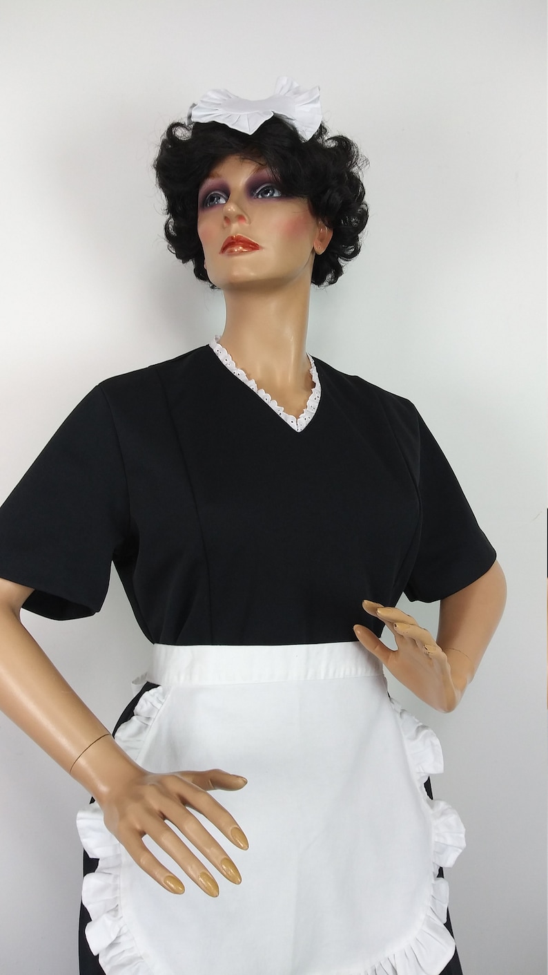 Maid/waitress Dress Vintage 4 Piece Black/white Dress Apron With 2 ...