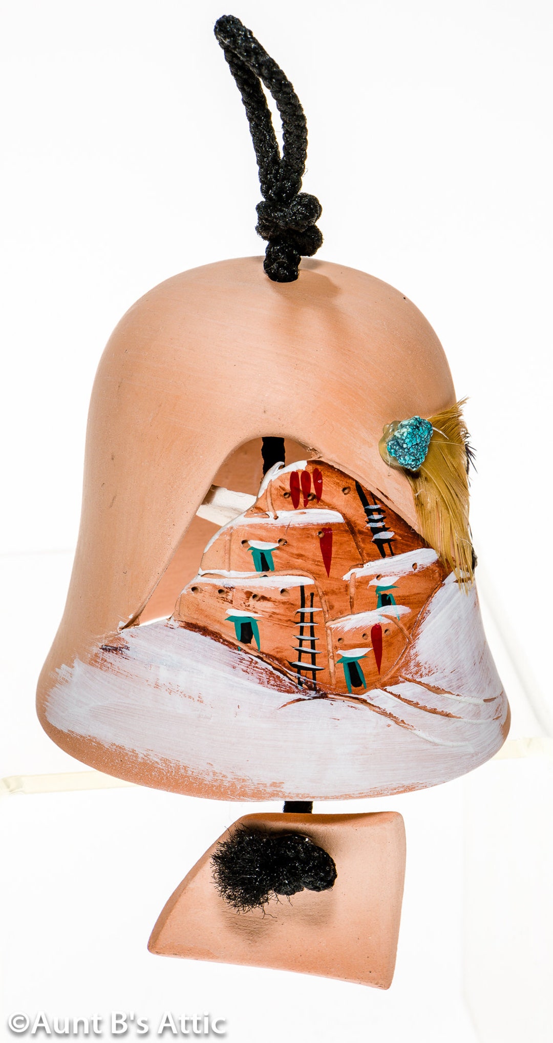 Vintage Native American Southwestern Bell Artist Painted Pueblo Village ...