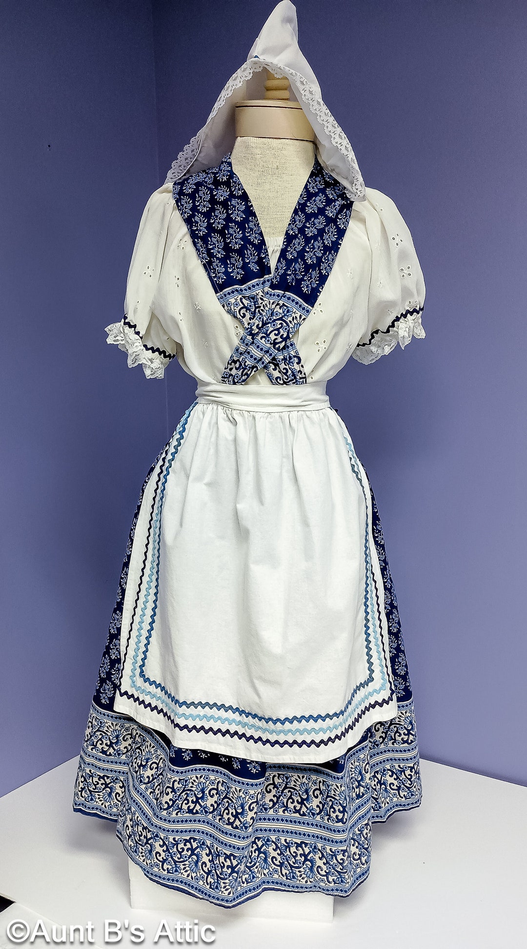Child Young Adult Dutch Ethnic Folk Costume Handmade Girls Blue/white 4 ...